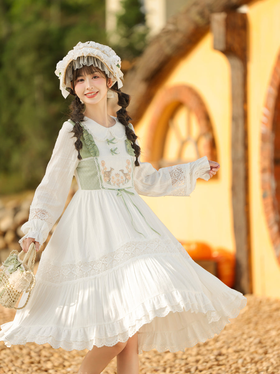 Forest Prince Cottage Lace Mid-Length Dress - ntbhshop
